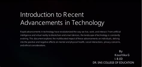 about recent advancement in technology devpost