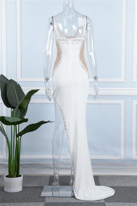 Wholesale Black Sexy Formal Patchwork Hot Drilling See Through Backless