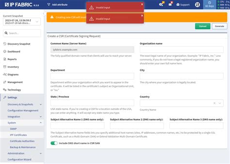 How To Generate Csr With Special Characters Ip Fabric Documentation