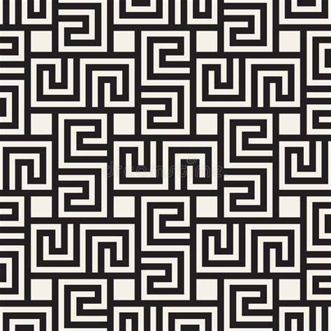 Vector Seamless Pattern Geometric Striped Ornament Monochrome Spiral Lines Lattice Stock