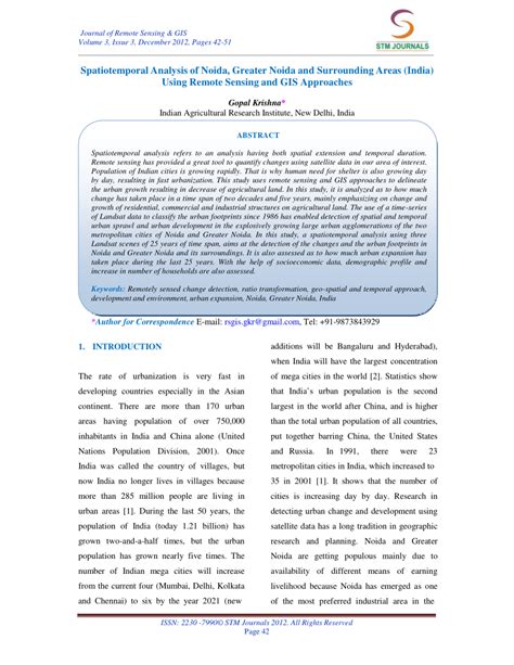 Pdf Spatiotemporal Analysis Of Noida Greater Noida And Surrounding