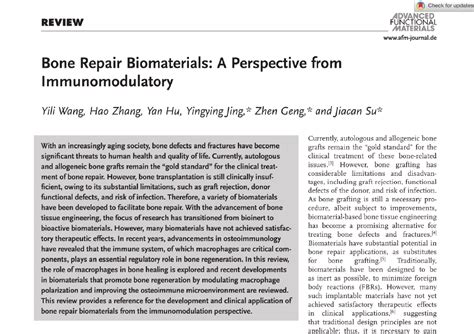 上海大学转化医学研究院苏佳灿教授团队综述：骨修复生物材料 从免疫调节的角度 上海大学转化医学研究院