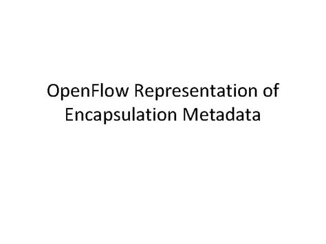 Open Flow Representation Of Encapsulation Metadata Mapping Geneve