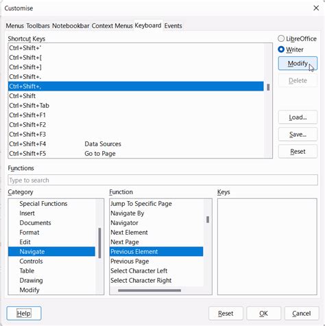 Bind Hotkey To Return Back After Clicking Cross Reference English Ask Libreoffice