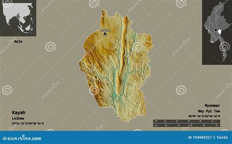 Kayah State Of Myanmar Previews Relief Stock Illustration