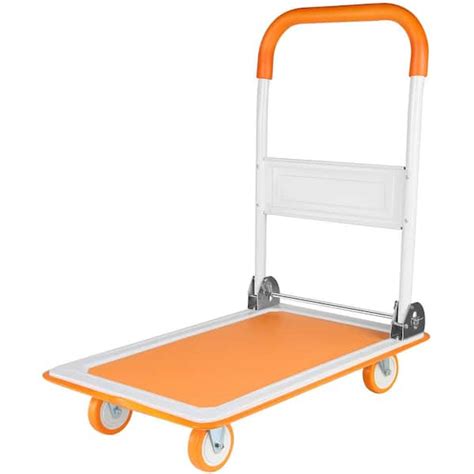Orange Foldable Handle 330 Lb Capacity Steel Push Cart Dolly Moving