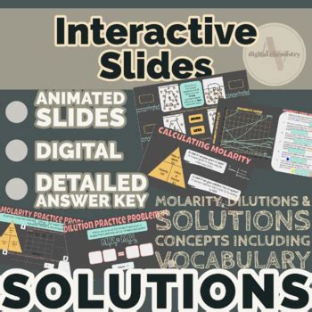 Solutions Concepts Molarity Dilutions Solubility Curve Interactive Slides