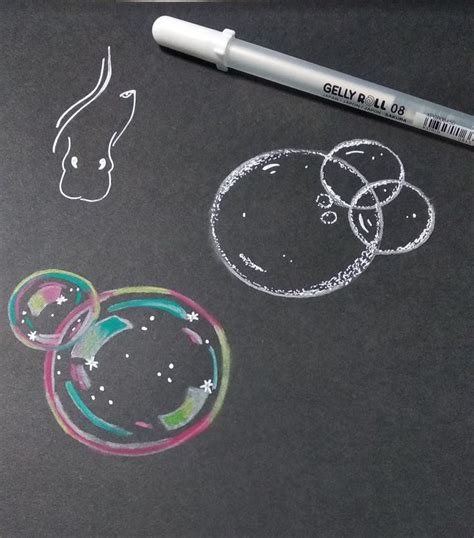 Рисунок мыльные пузыри линер карандаш