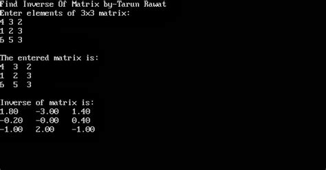 C Programming Inverse Of A Matrix
