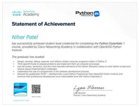 Python Networkingacademy Certification Learning Programming Pythonessentials Nihar Patel
