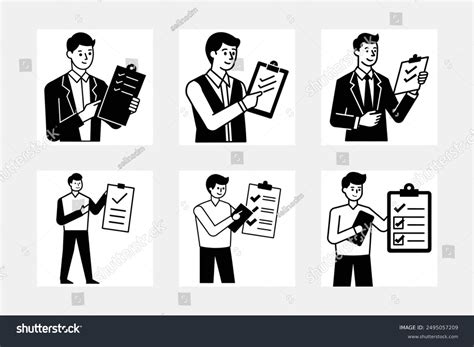 Man Checking Survey Vector Illustration Stock Vector Royalty Free 2495057209 Shutterstock