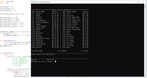Meal Order System In Python With Source Code Source Code Projects