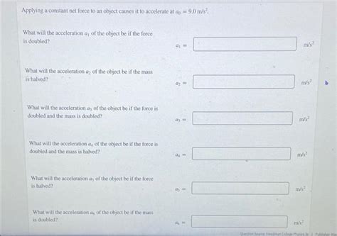 Solved Applying A Constant Net Force To An Object Causes It