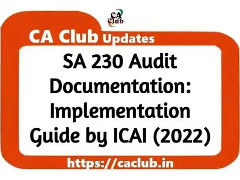 Sa 230 Audit Documentation Implementation Guide By Icai 2022
