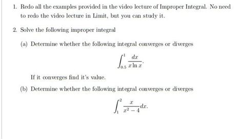 solved 1 redo all the examples provided in the video