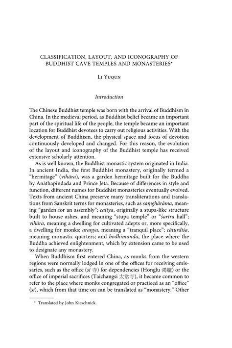 Classification Layout And Iconography Of Buddhist Cave Temples And