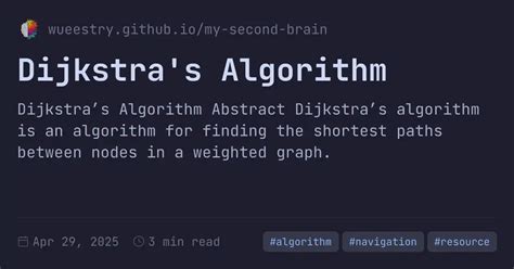 Dijkstras Algorithm