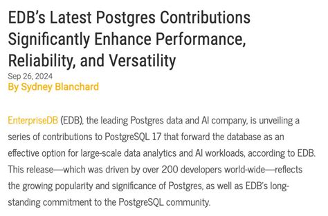John Aucella On Linkedin Edbs Latest Postgres Contributions