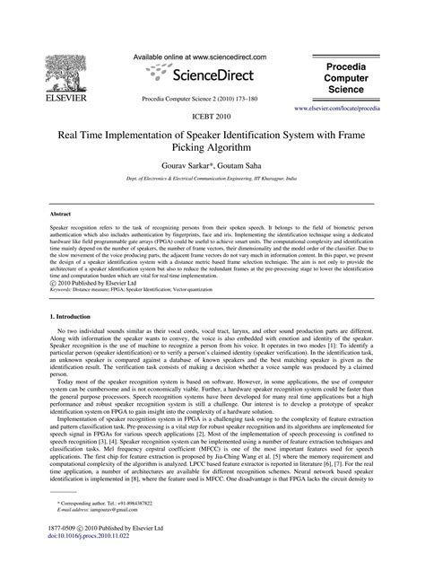 Solution Real Time Implementation Of Speaker Identification System