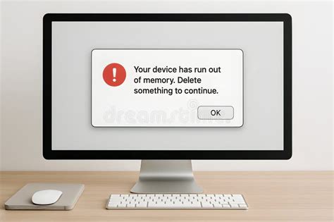 Digital Memory Full Alert On Desktop Technology Error System