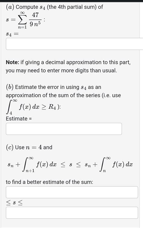 Solved A Compute S The Th Partial Sum Of Chegg