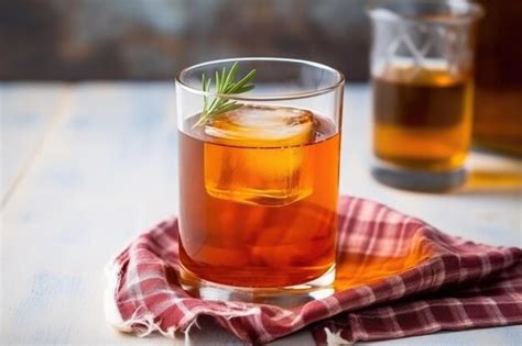 Premium Ai Image Iced Tea In A Cylindrical Glass With A Handle On A
