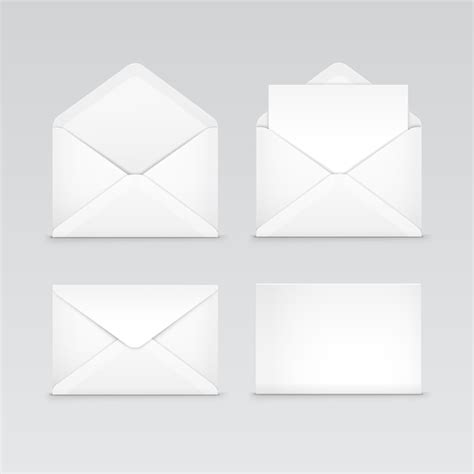 고립 된 흰색 빈 봉투 세트 프리미엄 벡터