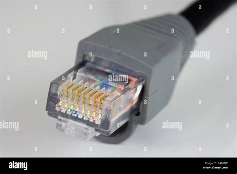 RJ-45 Ethernet connector on white background Stock Photo - Alamy