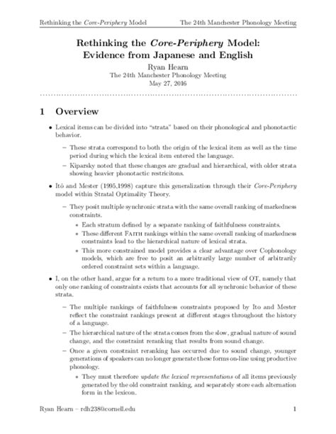 Pdf Rethinking The Core Periphery Model Evidence From Japanese And