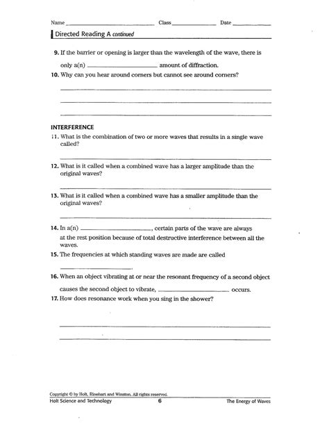 Worksheet Wave Interactions Answers 11 13 14