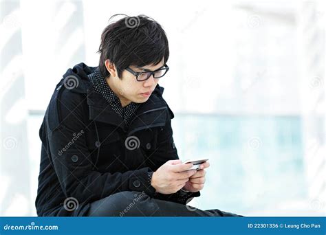 Man Text Message Stock Photo Image Of Chinese Casual 22301336