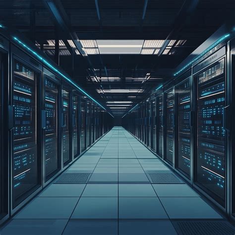 A Largescale Data Center With Rows Of Servers And Advanced Cooling Systems Premium Ai