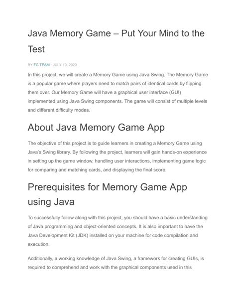 Ppt Java Memory Game Put Your Mind To The Test Powerpoint