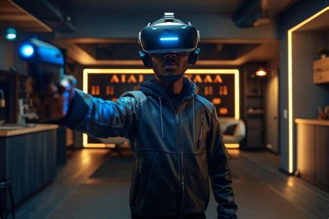 man using vr headset with ai digital transformation tech innovation