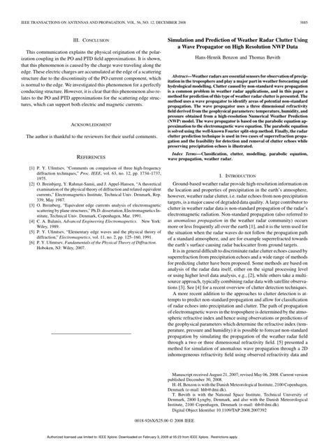 Pdf Simulation And Prediction Of Weather Radar Clutter Using A Wave