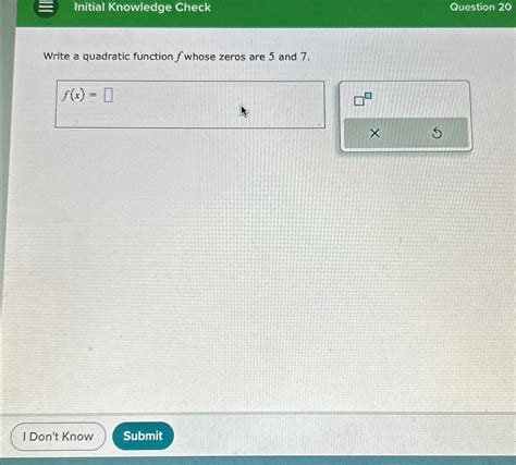 Initial Knowledge Checkquestion 20write A Quadratic