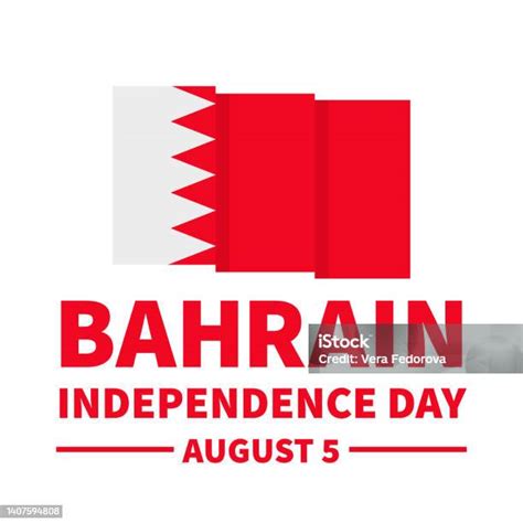 바레인 독립 기념일 타이포그래피 포스터 8월 5일 국경일 배너 엽서 전단지 등을위한 벡터 템플릿 공휴일에 대한 스톡 벡터 아트