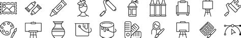 Bundle Of Linear Symbols Of Artist Editable Stroke Linear Symbol For