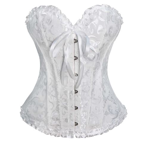 Womens Bustiers And Corsets Full Breast Corset Top Ruffle Trim Gothic