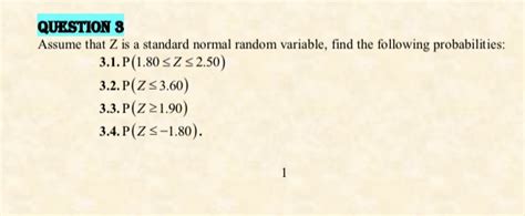 Solved QUESTION Assume That Z Is A Standard Normal Random Chegg