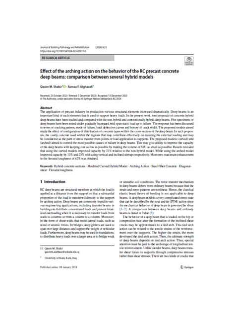 Pdf Effect Of The Arching Action On The Behavior Of The Rc Precast Concrete Deep Beams