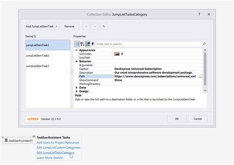 taskbar assistant winforms controls devexpress documentation