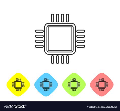 Grey Computer Processor With Microcircuits Cpu Vector Image
