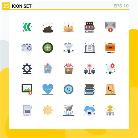 Pack Of 25 Modern Flat Colors Signs And Symbols For Web Print Media Such As Message Game Box