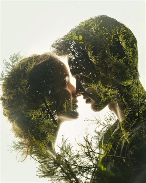 Double Exposure Of Woman And Forest A Serene Double Exposure Blending A