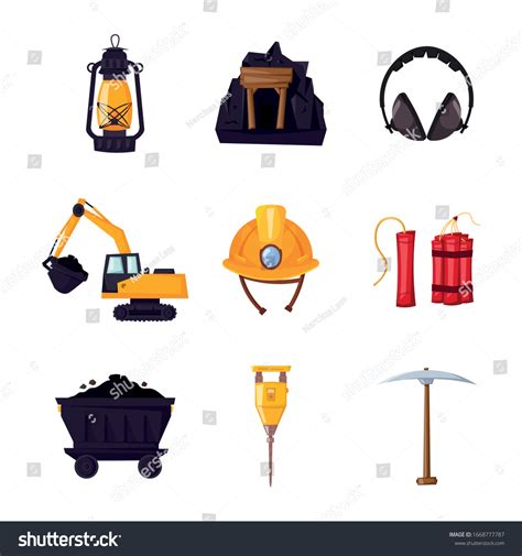 Set Mining Industry Vector Illustration Isolated Stock Vector Royalty Free