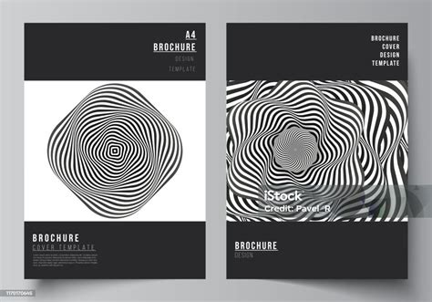 A4 형식의 벡터 레이아웃 현대 표지 모형 브로셔 잡지 전단지 소책자 보고서에 대한 템플릿을 디자인합니다 착시 흑백 디자인 패턴추상 3d 기하학적 배경 0명에 대한 스톡