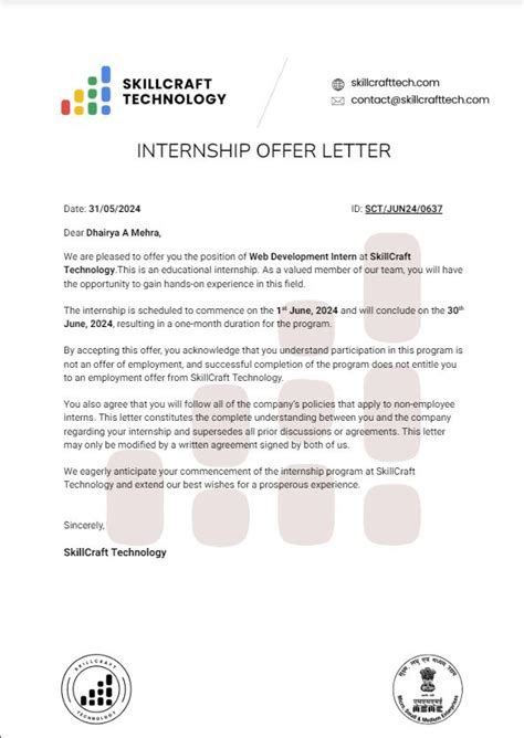 Dhairya Mehra On Linkedin Webdevelopment Internship Careergrowth Skillcrafttechnology