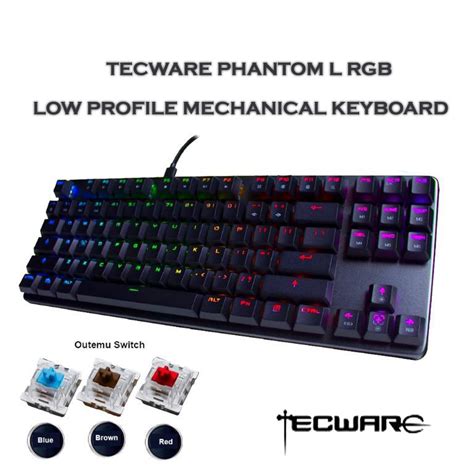 Tecware Phantom L Low Profile RGB Mechanical Gaming Keyboard TKL Tenkeyless Outemu Switches Blue