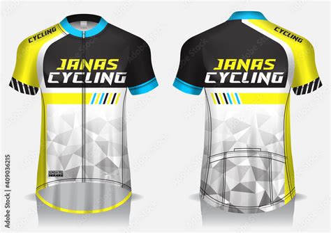 Jersey Cycling Template Design Uniform Front And Back View Stock Vector